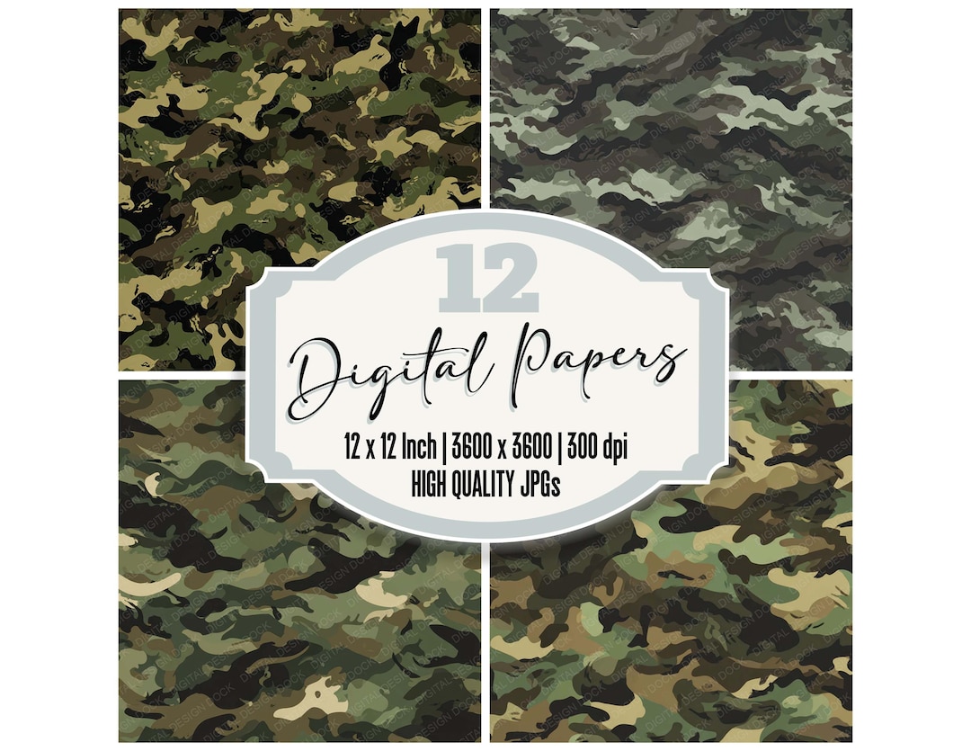 12x Woodland Camo Junk Journal Paper Military Camouflage Pattern ...