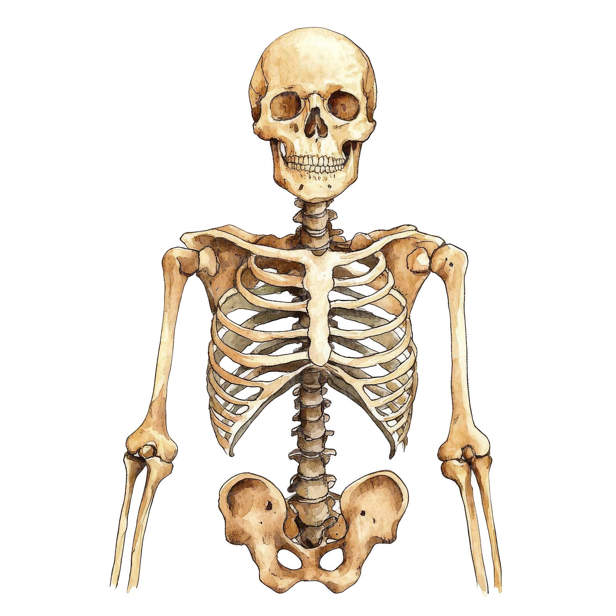 12x Skeleton Anatomy Clipart, Human Skull, Watercolor Human Body Art ...