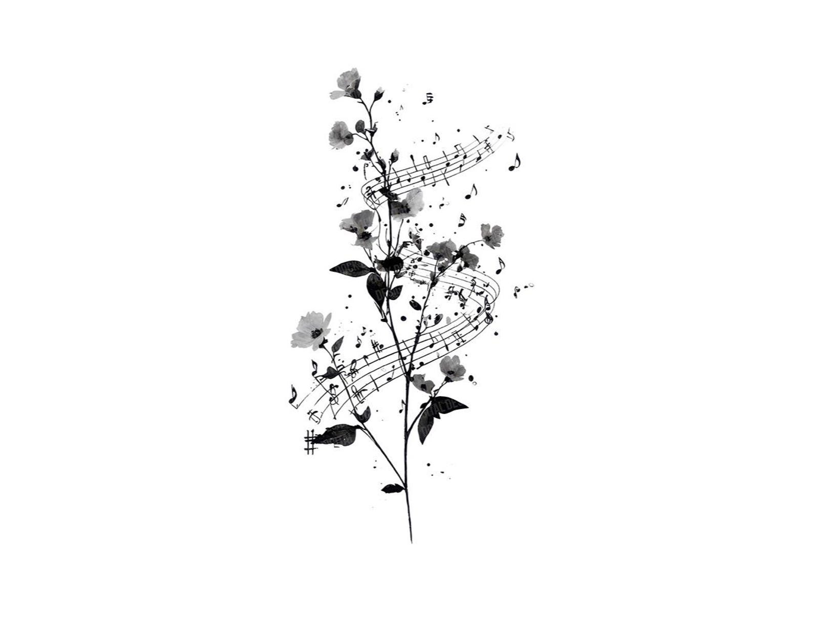 Music Note Flower PNG Clipart, 12x Wildflower Music Art Set, Printable ...