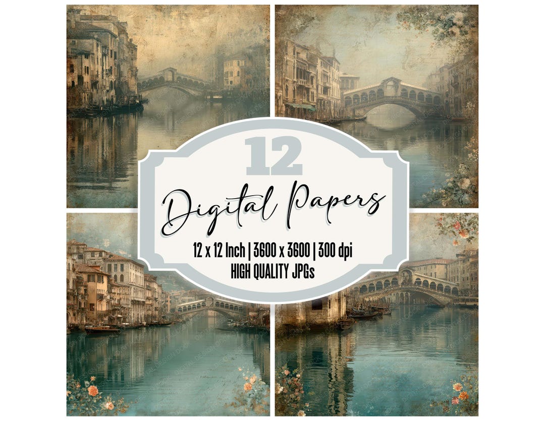 12x Rialto Bridge Junk Journal Paper Vintage Venice Italy Romance ...