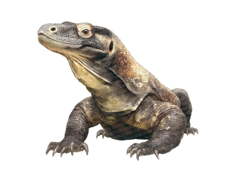 Komodo Dragon PNG Clipart, 12x Watercolor Lizard Clip Art Set ...