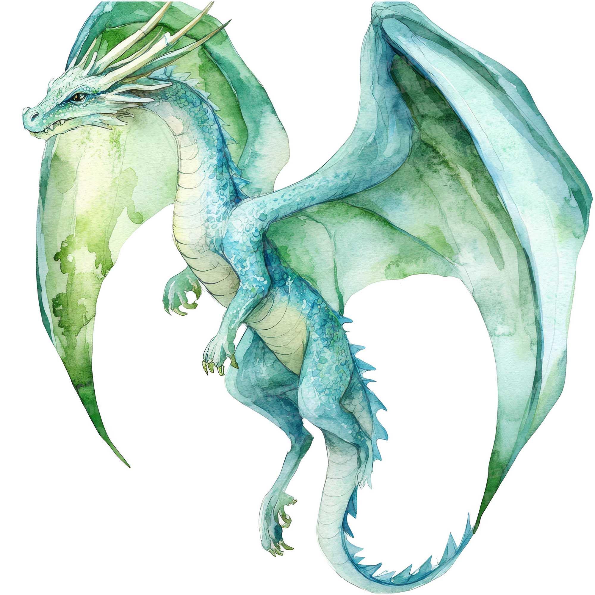Watercolor Dragon Clip Art, 12x Fantasy Dragon Clipart Set, Printable ...