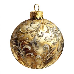 12x Gold Christmas Bauble Clipart, Festive Holiday Decorations ...