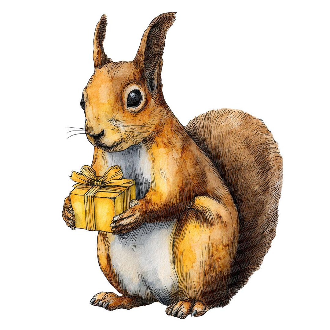 Woodland Squirrel PNG Clipart, 12 Holiday Animal Clip Art Set ...