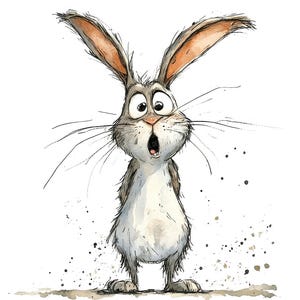 Quirky Rabbit PNG Clipart, 12x Funny Bunny Clip Art Set, Printable ...