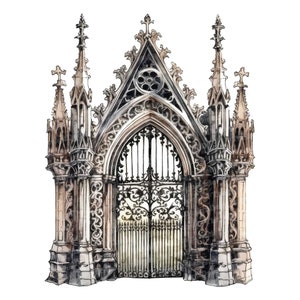12x Gothic Gates Clipart, Goth Entrance Gate Clipart, Printable ...