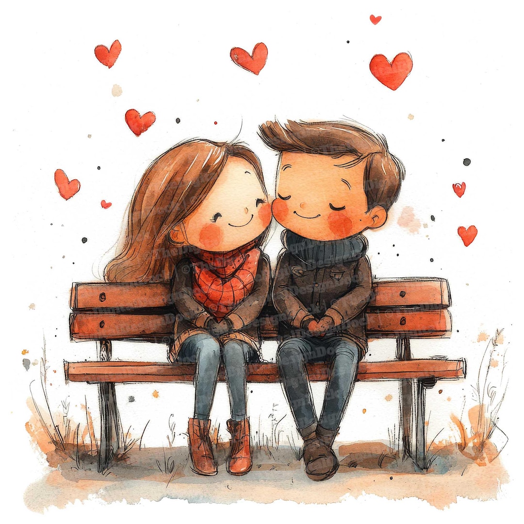 12x Couple in Love Clipart, Cute Romantic Watercolor, High Quality Jpgs ...