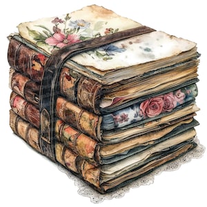 Vintage Junk Journal Clipart, 12 Watercolor Junk Journal Collection ...