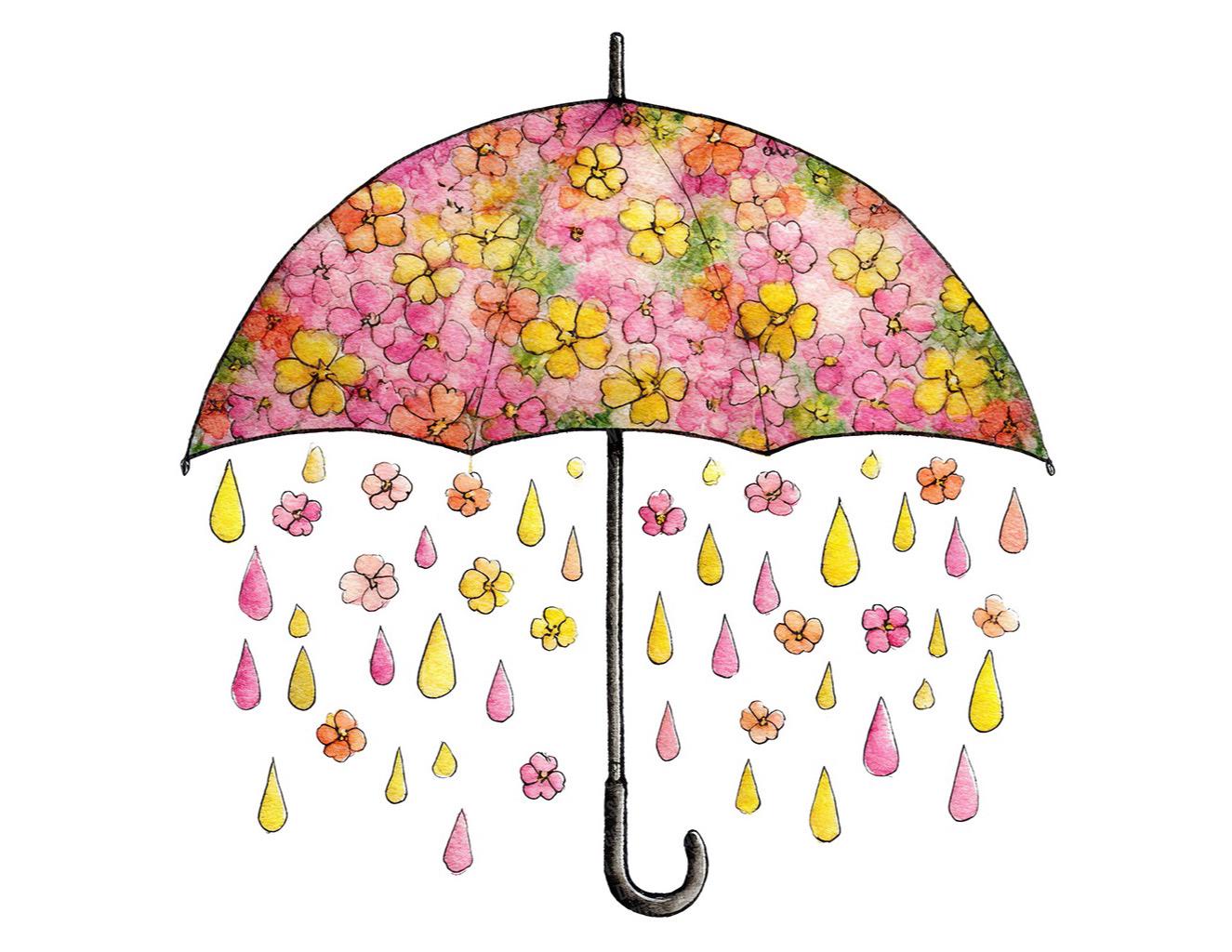 Umbrella Flower PNG Clipart, 12x Watercolor Floral Rain Clip Art Set ...