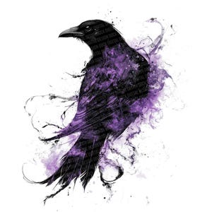 Crow PNG Clip Art, 12x Purple Smoke Crow Clipart Set, Printable ...