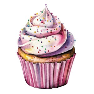 12x Cupcake Clip Art, Sprinkle Cupcake PNG Clipart, Watercolor Clip Art ...