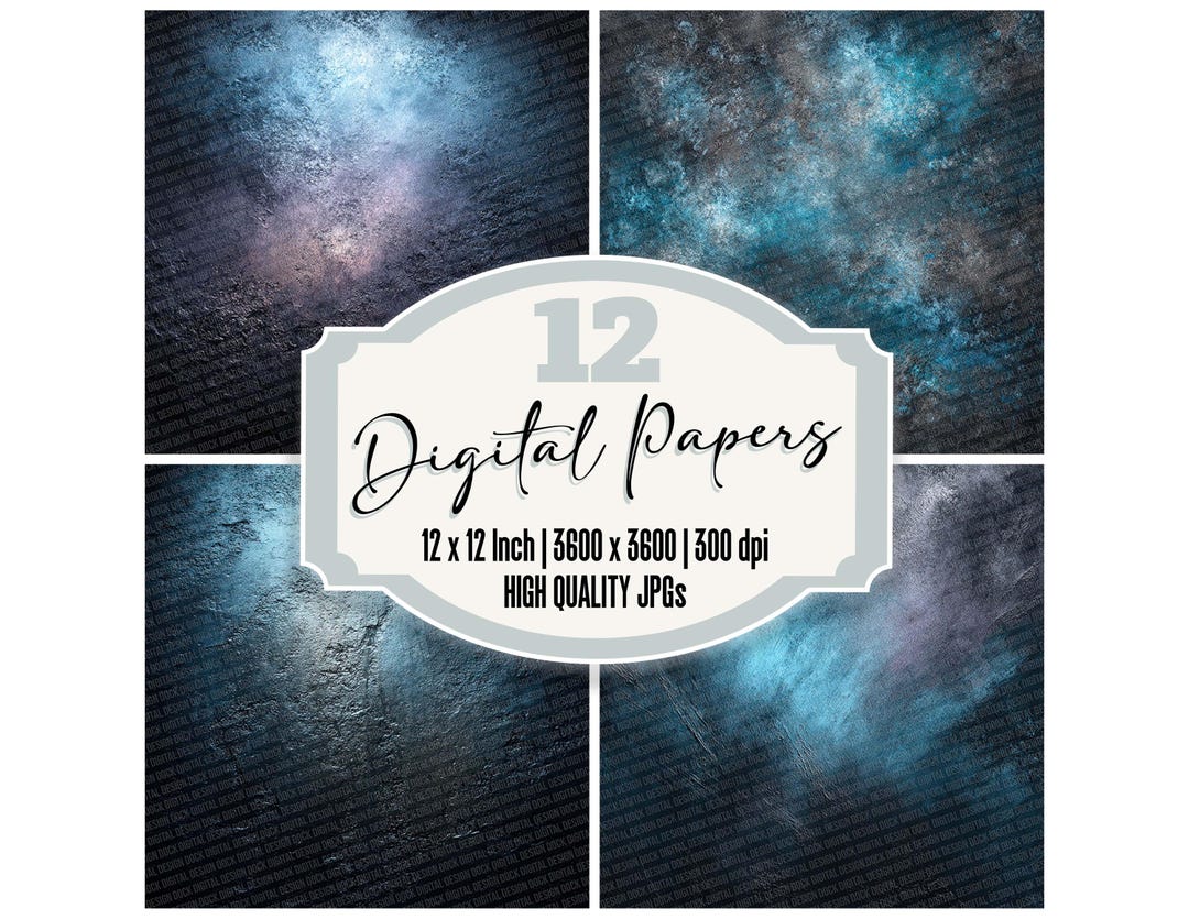12x Midnight Abstract Junk Journal Paper Digital Paper Pack Soot ...