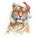 Christmas Tiger Clipart, 12x Santa Hat Tigers PNG, Printable Watercolor ...