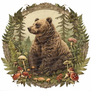 12x Vintage Bear Clipart, Woodland Bears Clipart, Printable Watercolor ...