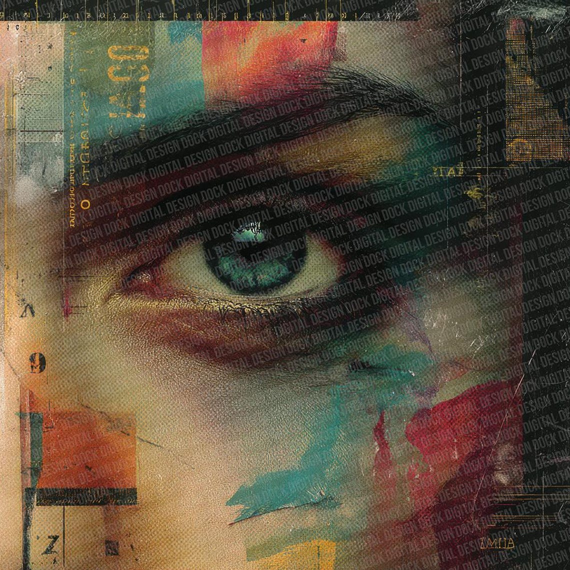 12x CMYK Eye Junk Journal Paper Glitch Portrait Digital Paper Pack ...