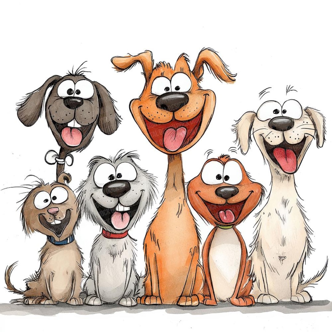 Funny Dog Group PNG Clip Art, 12x Cartoon Dog Pack Clipart PNG Set ...