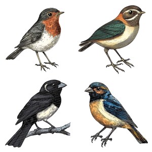 Vintage Garden Birds Set A PNG Clipart, 12x Vintage Bird Clip Art Set ...