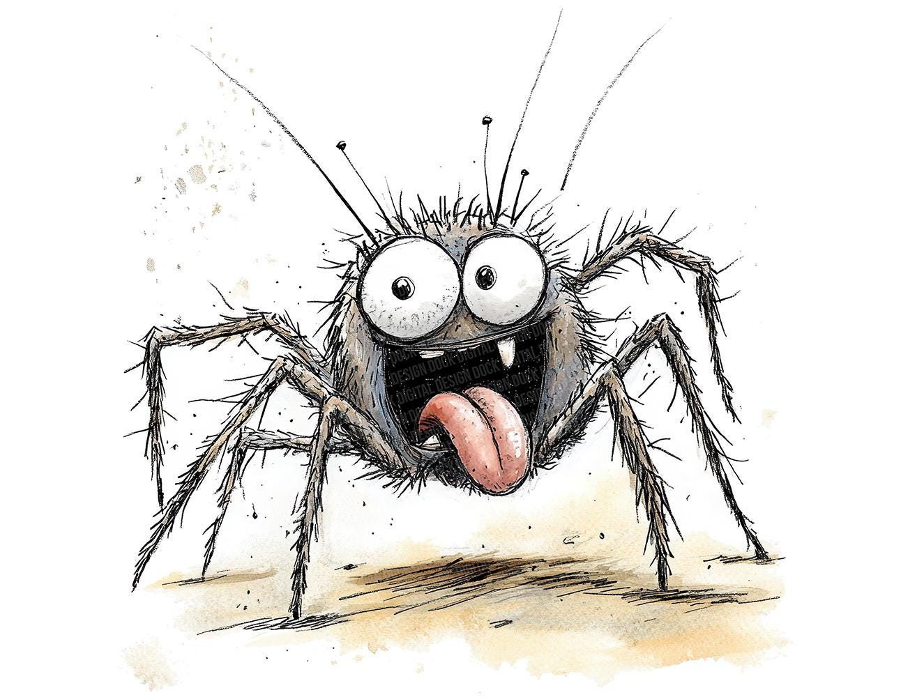 Cartoon Spider PNG Clipart, 12x Funny Bug Clip Art Set, Printable ...