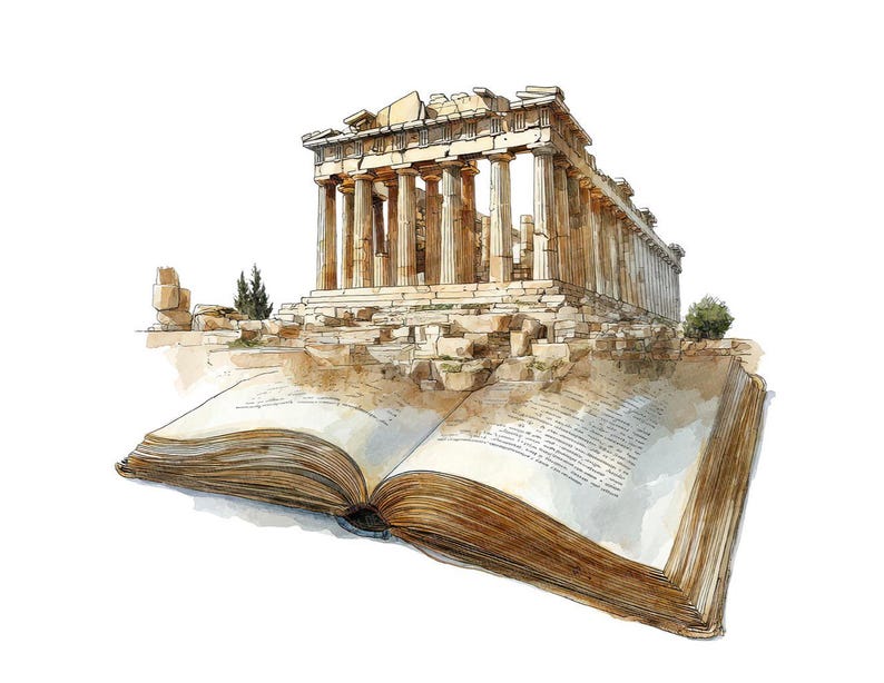 12x Parthenon PNG Clipart, Ancient Greek Temple Watercolor Book Clip ...
