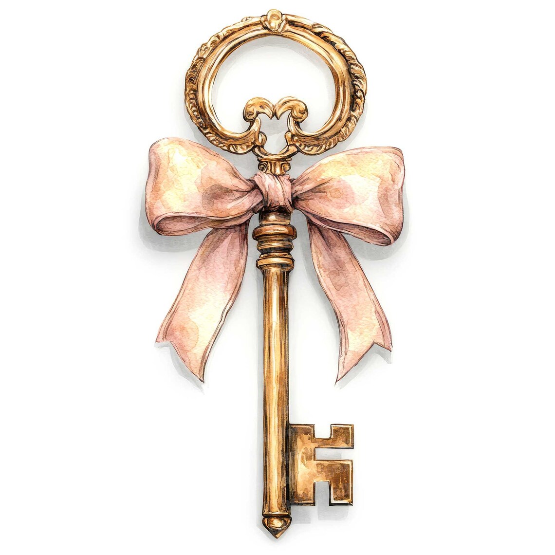 12x Vintage Gold Key Clipart, Watercolor Decorative Keys, High Quality ...