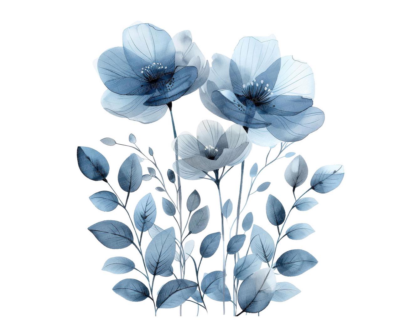 Blue Floral PNG Clipart, 12x Abstract Flower Clip Art Set, Printable ...