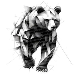 12 Geometric Bear Clipart, Modern Animal Art, Printable Watercolor ...