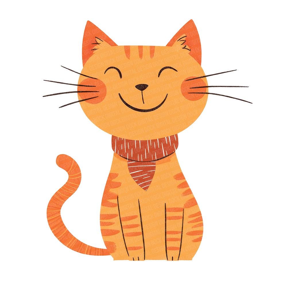Ginger Cat PNG Clipart, 12x Tabby Cat Clip Art Set, Watercolor Tabby ...