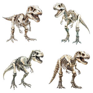 T-rex Skeleton PNG Clipart, 12x Dinosaur Fossil Clip Art Set, Rintable ...