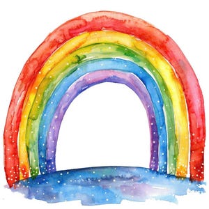 Rainbow Clipart, 12x Vibrant Watercolor Rainbow Clip Art Set, Printable ...