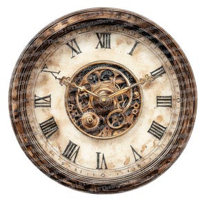 Sepia Clock Clip Art, 12x Watercolor Vintage Clock Clipart Set ...