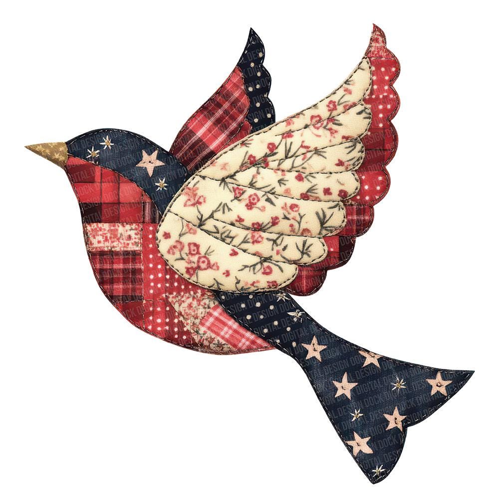Fabric Flying Robin Clip Art, 12x American Flag Birds PNG Clip Art Set ...