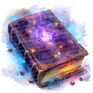 12 Enchanted Book Clipart, Watercolor Magic Spell Book Clipart ...