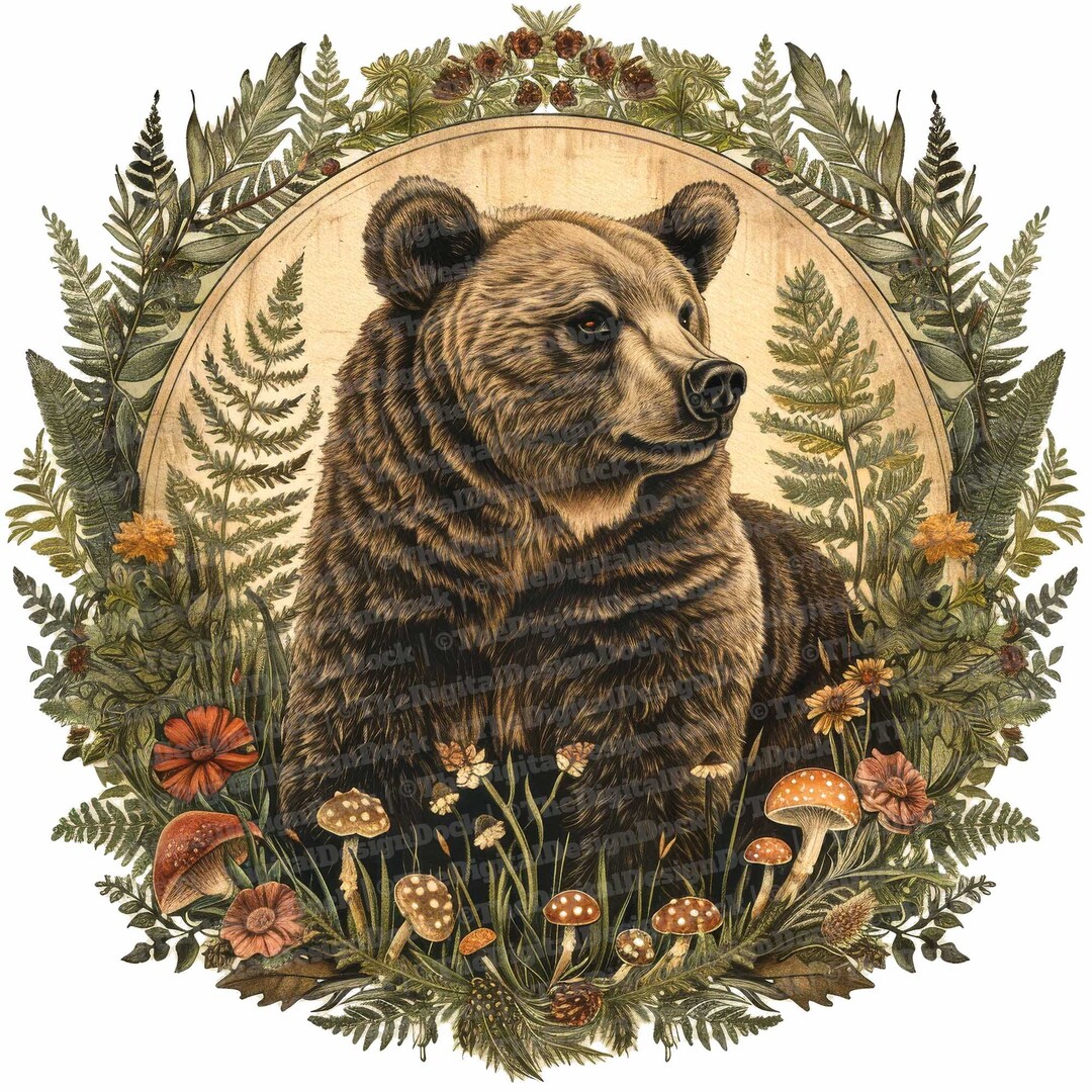 12x Vintage Bear Clipart, Woodland Bears Clipart, Printable Watercolor ...