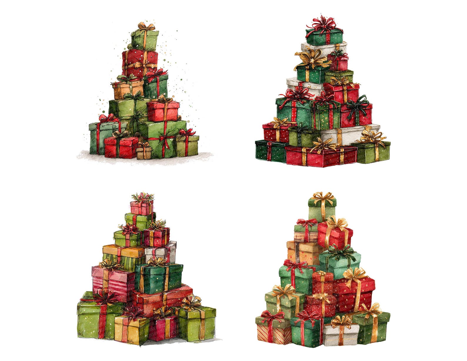 Christmas Gift Stack PNG Clipart, 12x Holiday Present Tree Clip Art Set ...