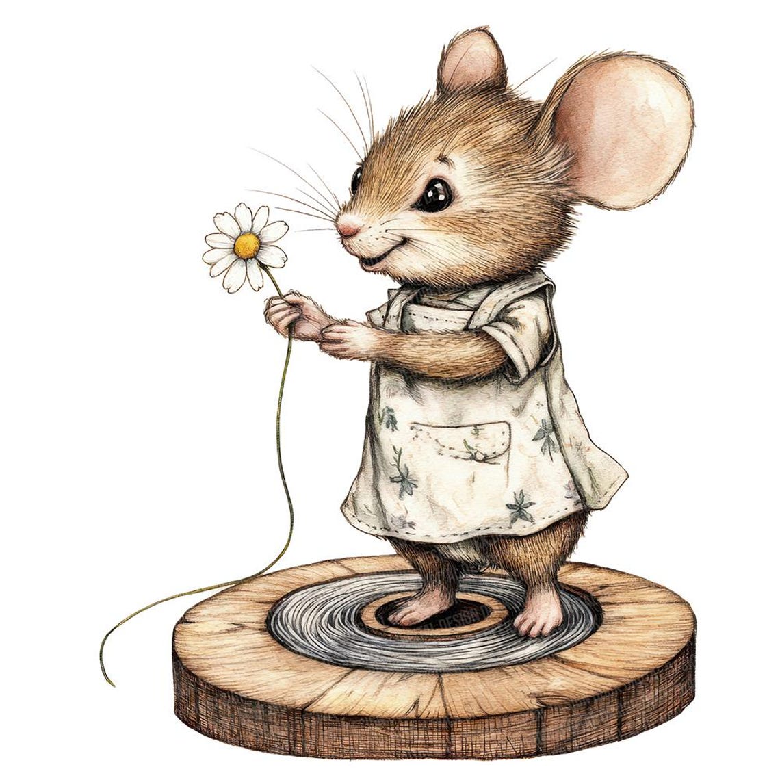 Mouse Clipart, 12x Thread Spool Mice Clip Art Set, Printable Watercolor ...