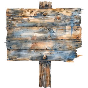 12 Rustic Beach Sign Clipart, Blank Wooden Sign Clipart, Printable ...