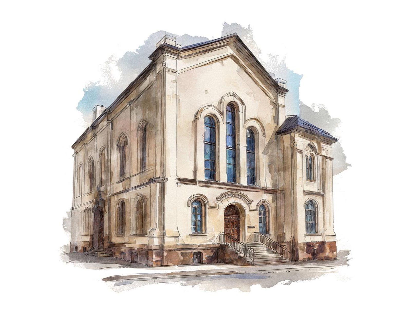 12x Watercolor Jewish Synagogue PNG Clipart, Synagogue Architecture Art ...