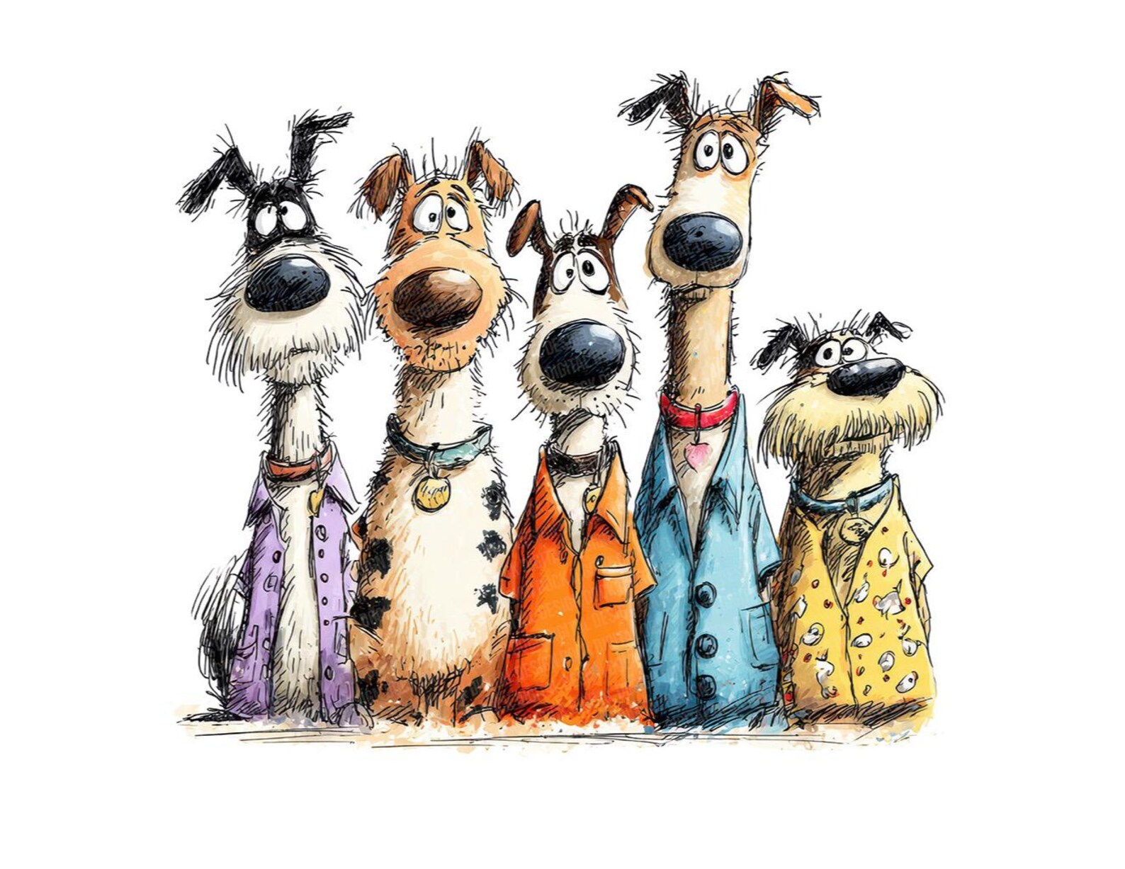Dog Line up PNG Clip Art, 12x Funny Dogs Clipart Set, Printable ...