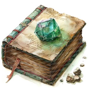 12 Enchanted Book Clipart, Watercolor Magic Spell Book Clipart ...