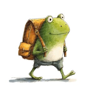 Frog PNG Clipart, 12x Backpack Animal Art Set, Printable Watercolor ...