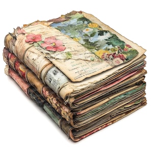 Vintage Junk Journal Clipart, 12 Watercolor Junk Journal Collection ...