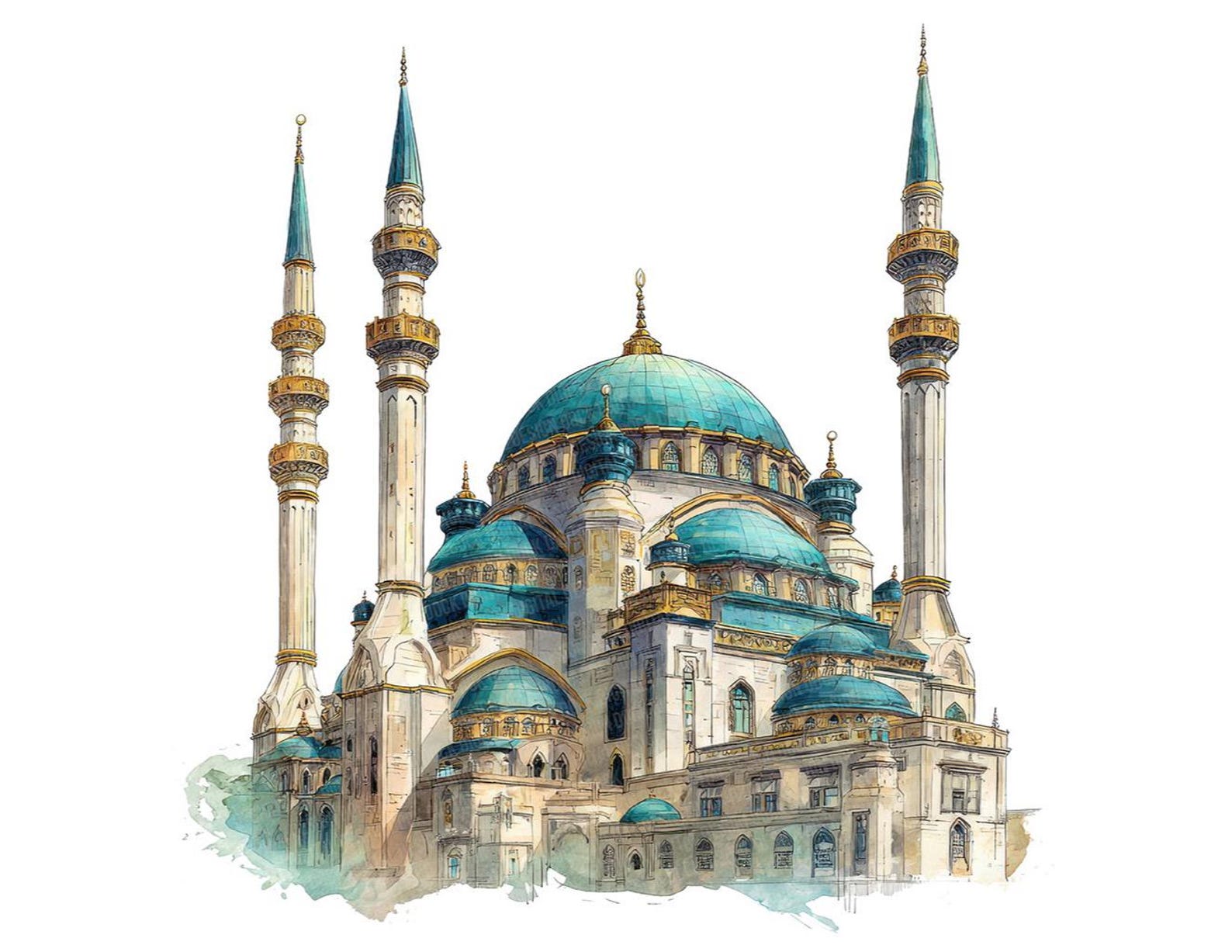 Islamic Mosque PNG Clipart, 12x Watercolor Mosque Clip Art Set ...