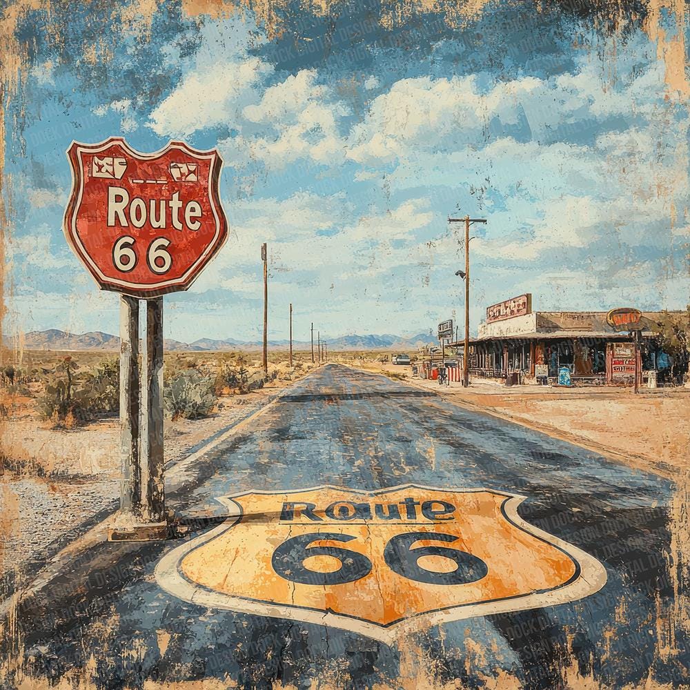 12x Route 66 Diner Junk Journal Paper Vintage Highway Signs Digital ...