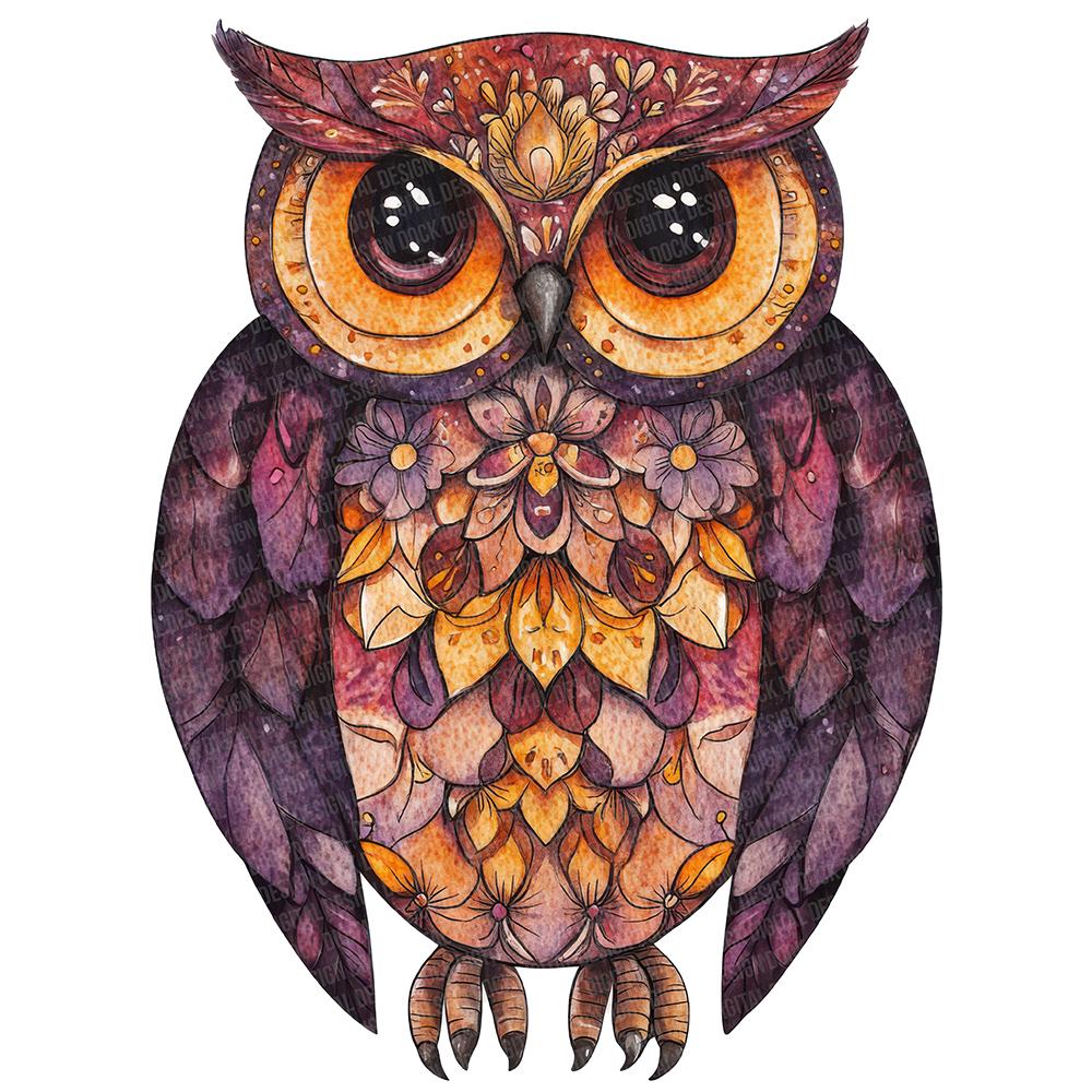 Folk Owl With Florals PNG Clipart, 12x Floral Owl Clip Art Set ...