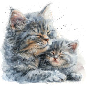 12 Cat and Kitten Clipart, Cute Animal Clipart, Printable Watercolor ...