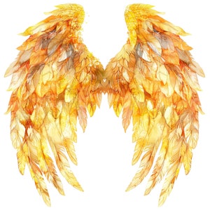 12x Angel Wings Clipart, Golden Angels Wings Clipart, Printable ...