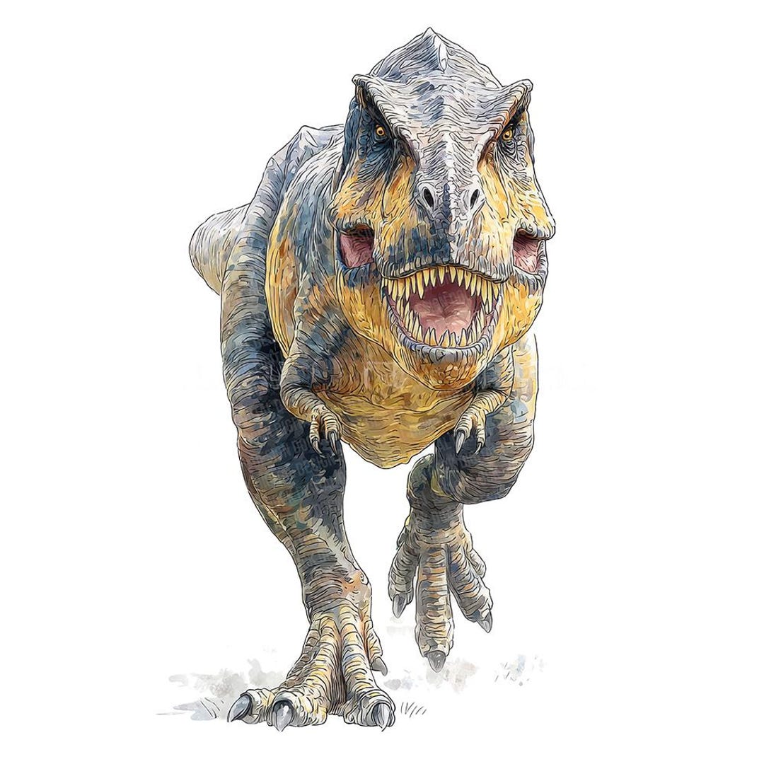 12x T-rex PNG Clipart, Watercolor Dinosaur Clip Art Set, Realistic Dino ...