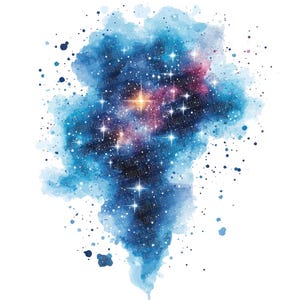 Galaxy PNG Clipart, 12x Watercolor Celestial Space Clip Art Set ...