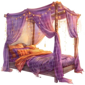 12x Canopy Lights Bed Clipart, Cartoon Bed Clipart, Printable ...