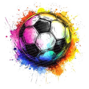 Soccer Ball PNG Clipart, 12x Watercolor Sports Clip Art Set, Printable ...